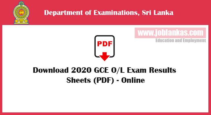 2020 (2021) GCE O/L Exam Results Sheets Download (PDF) - JobLankas.com