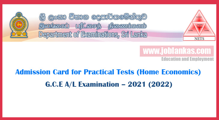 Practical Tests (Home Economics) G.C.E. A/L Examination - 2021 (2022 ...