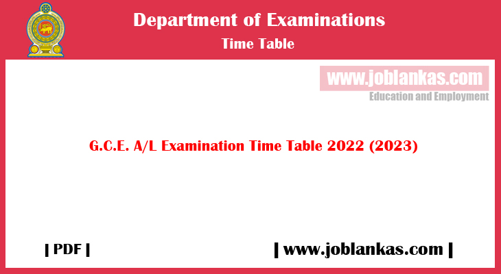 G.C.E. A/L Examination Time Table 2022 (2023) – Department of ...