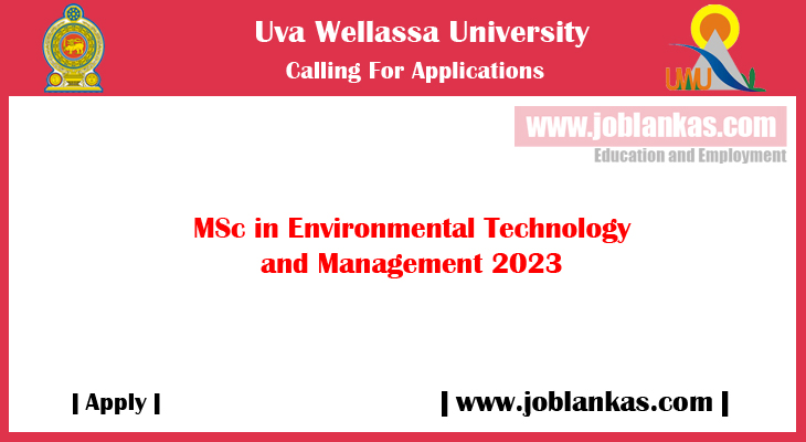 MSc in Environmental Technology and Management 2023 – Uva Wellassa ...