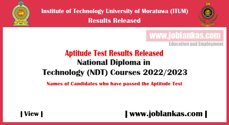 Aptitude Test Results – Admission for National Diploma in Technology ...