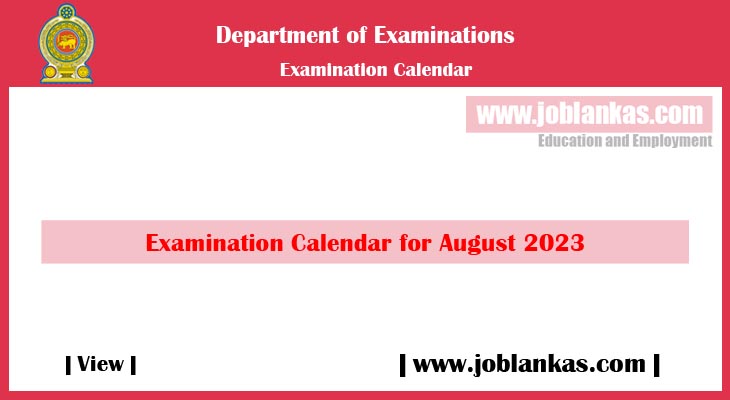 Examination Calendar for August 2023 – Department of Examinations ...