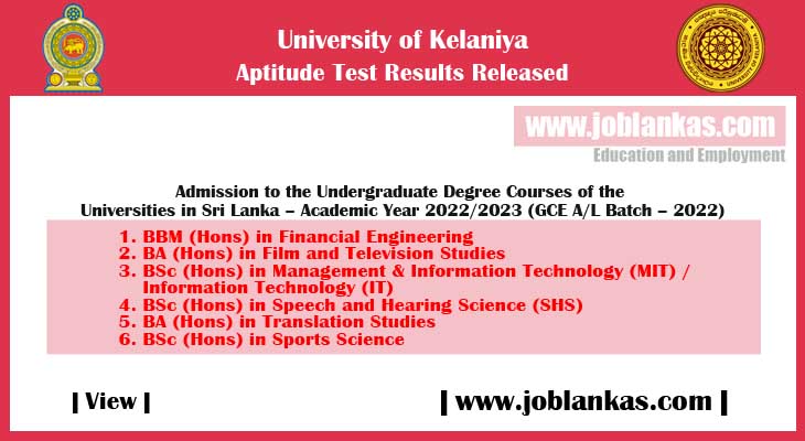 Results Released University Of Kelaniya Aptitude Test 2023