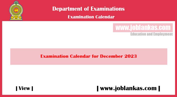 Examination Calendar for December 2023 – Department of Examinations ...